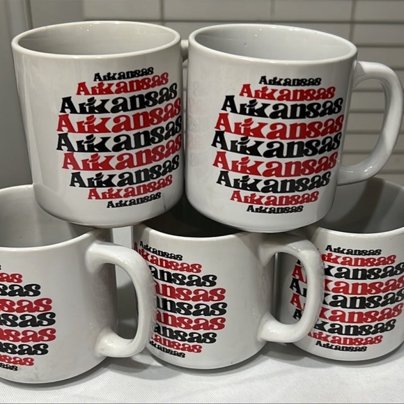 Dining | 5 Arkansas Mug Cup Vintage Coffee Tea White | Poshmark